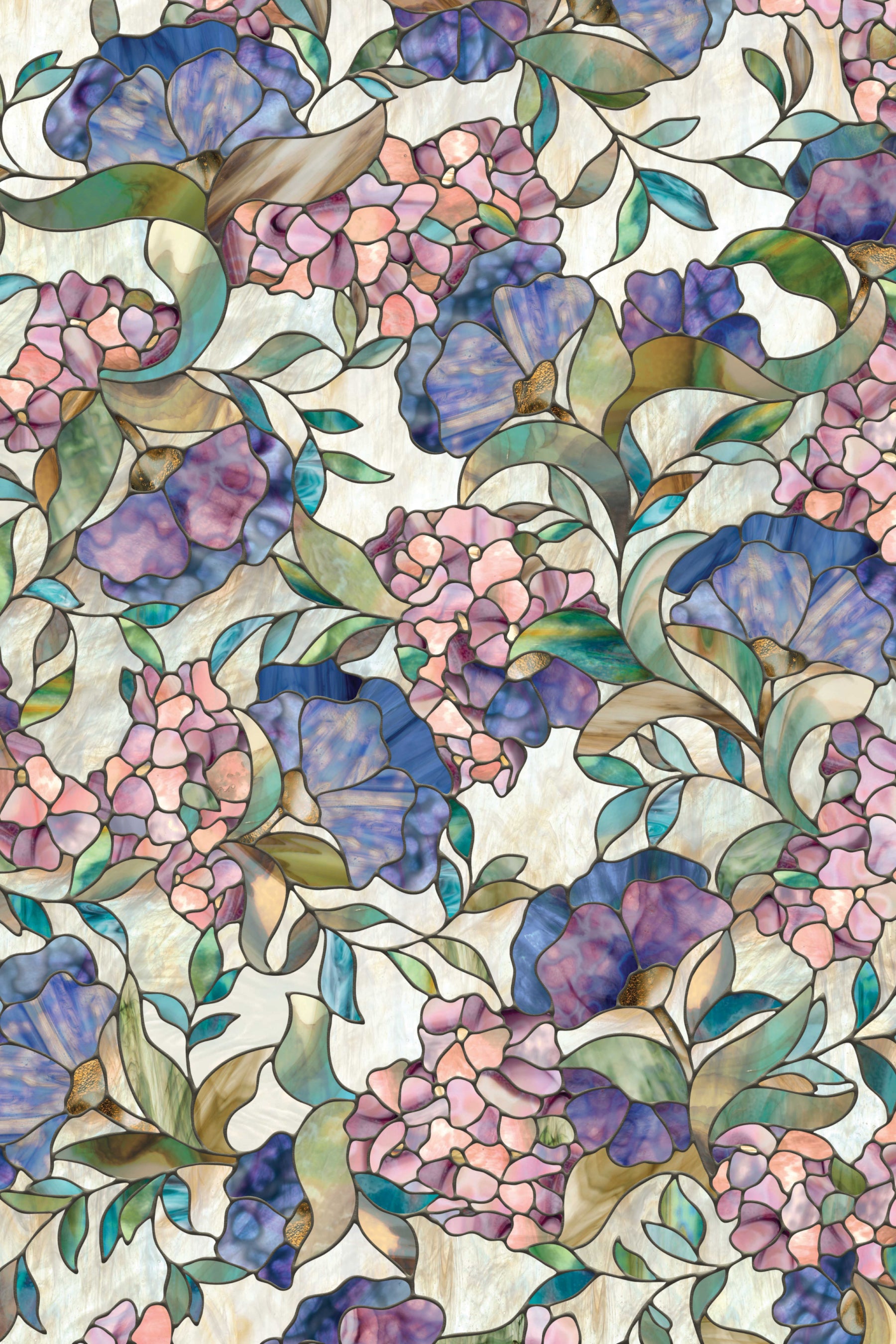 Larkspur Sample | Window Film with Colorful Stained Glass Pattern ...